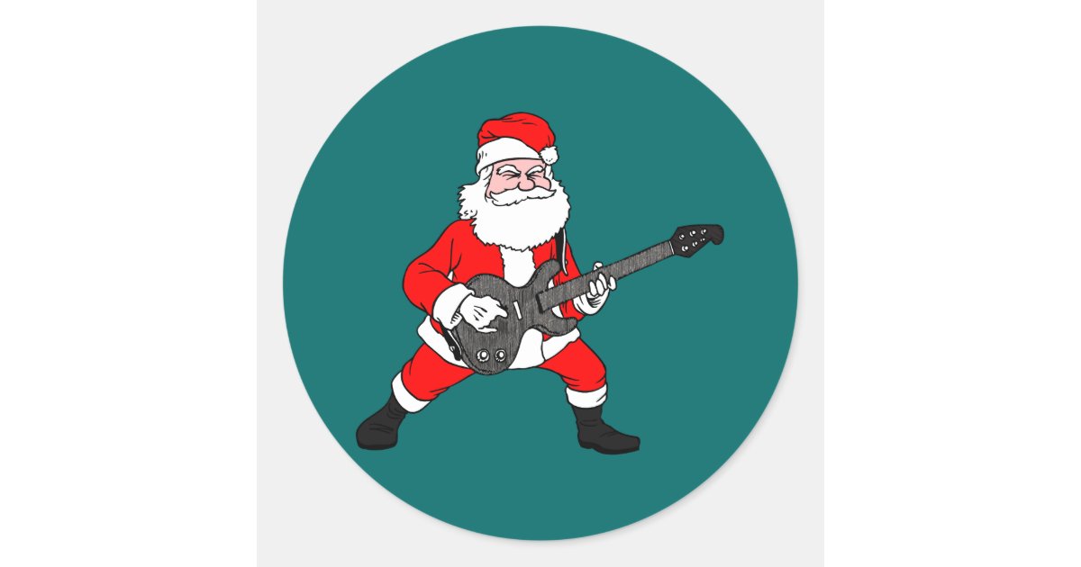 Rock N Roll Santa Claus Classic Round Sticker | Zazzle