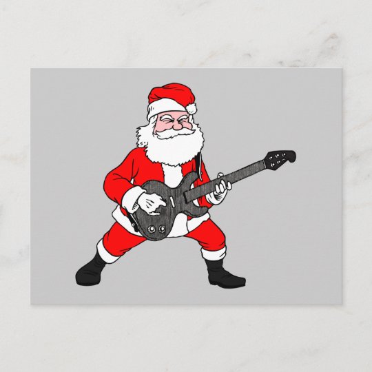 Rock N Roll Santa Claus Holiday Postcard | Zazzle.com