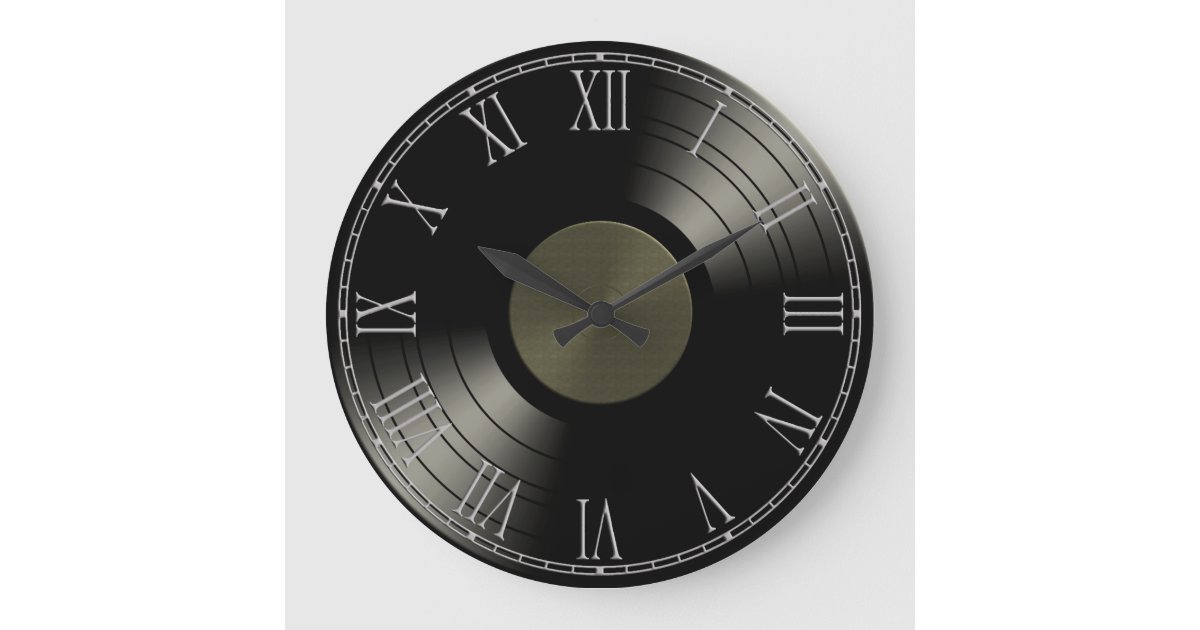 Rock n Roll Vinyl Record Album Large Clock | Zazzle