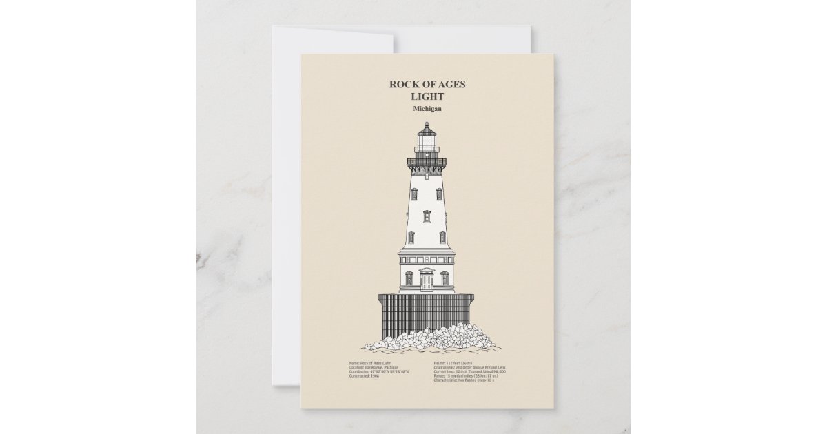Rock of Ages Lighthouse - Michigan - SBD Thank You Card | Zazzle