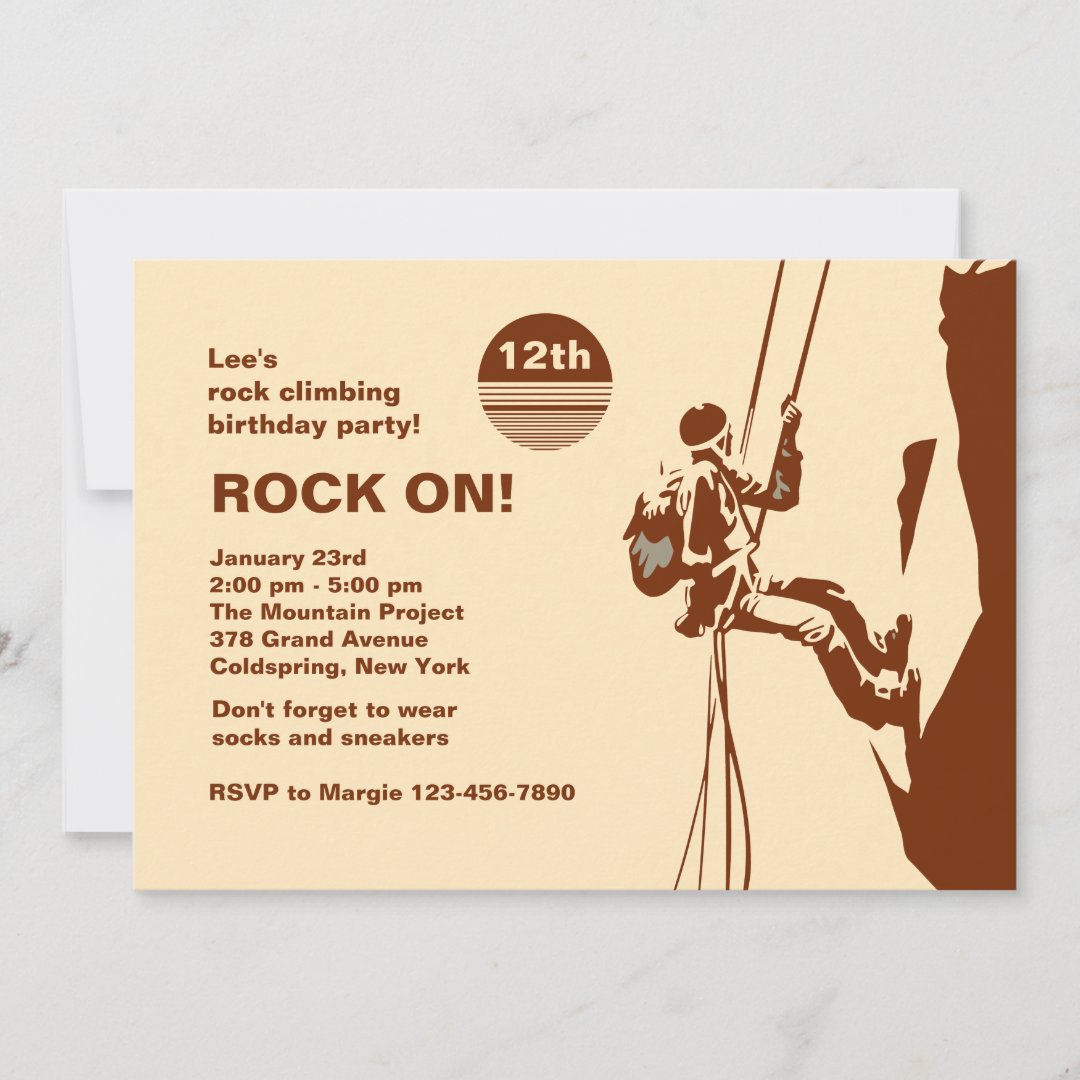 Rock On Mountain Climbing Invitation | Zazzle