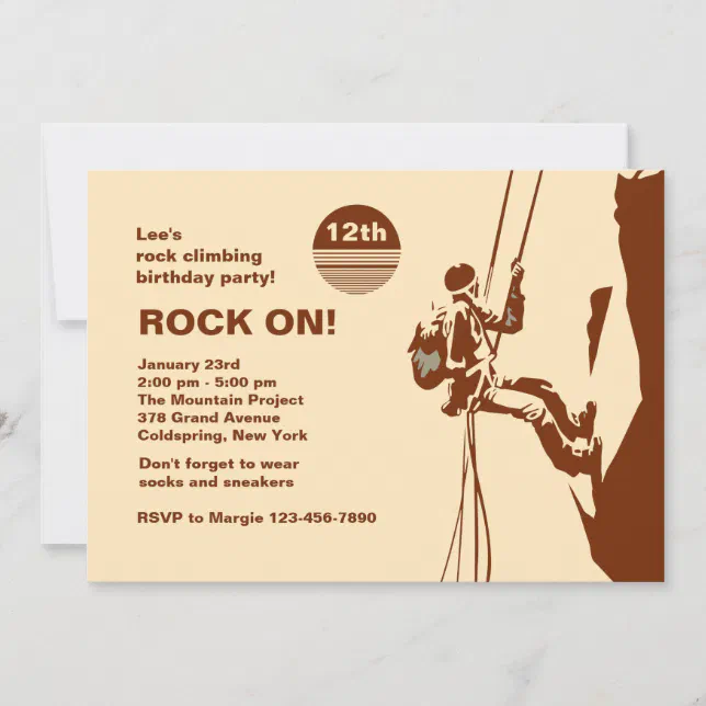 Rock On Mountain Climbing Invitation | Zazzle