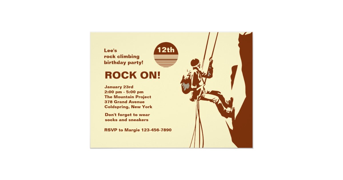 Rock On Mountain Climbing Invitation | Zazzle.com