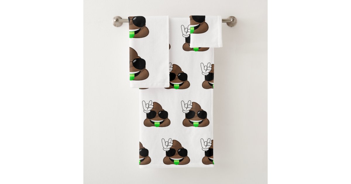 Rock On Poop Emoji Bathroom Towel Set | Zazzle
