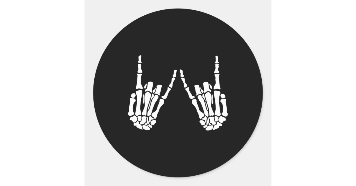 Rock On Rock Star Skeleton Hands Halloween Costume Classic Round ...