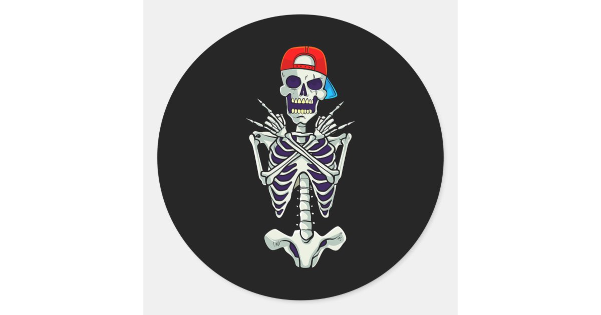 Rock On Rocker Skeleton Hands Costume Funny Hallow Classic Round ...