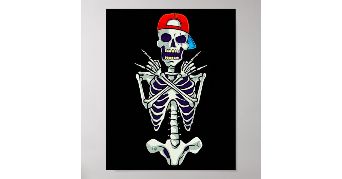Rock On Rocker Skeleton Hands Costume Funny Hallow Poster | Zazzle