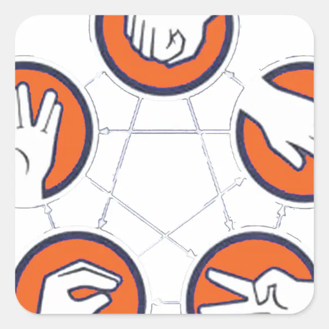 Rock Paper Scissor Lizard Spock Square Sticker | Zazzle