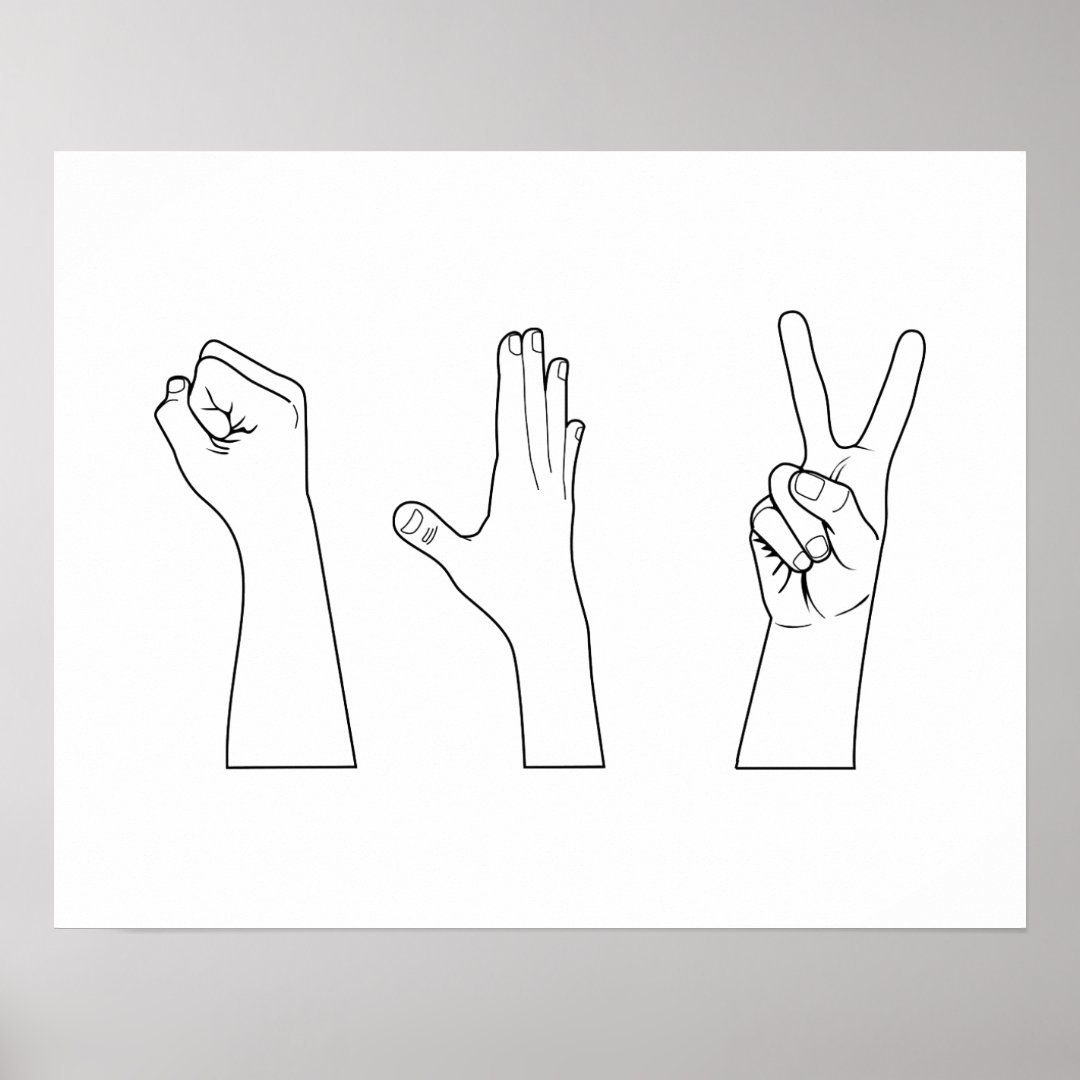 Rock Paper Scissors Hands Poster | Zazzle