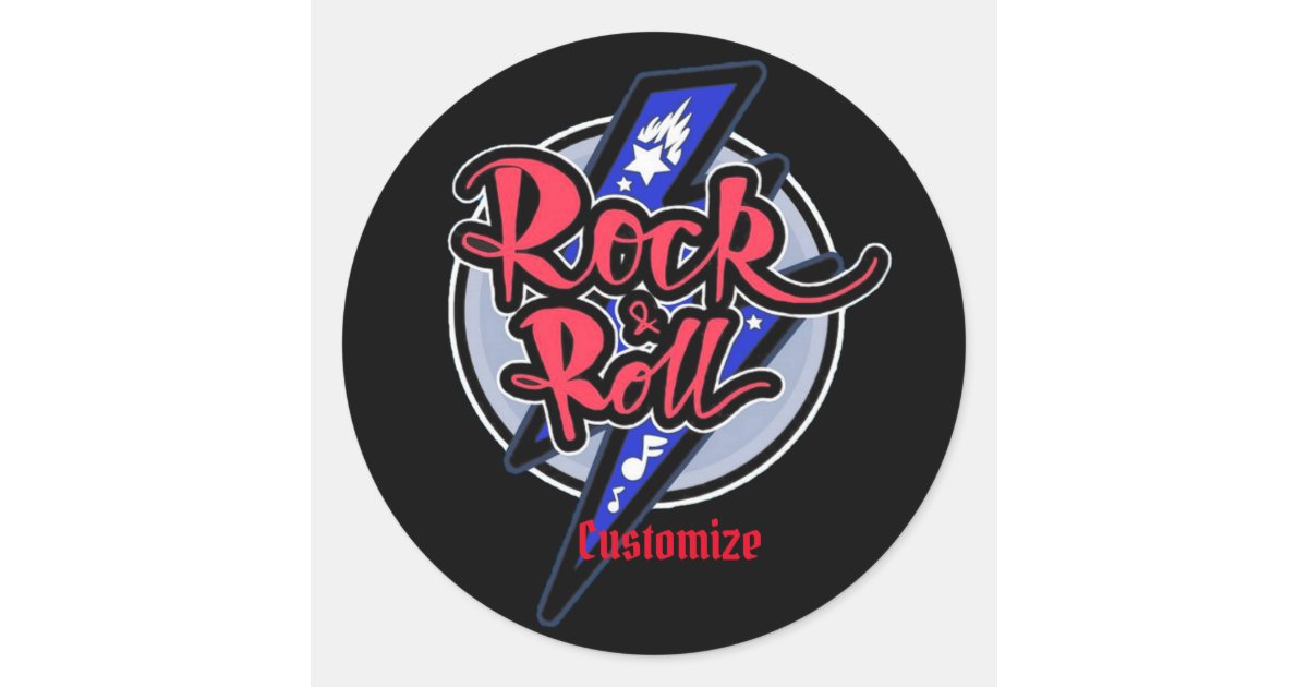 Rock & Roll Lightning Classic Round Sticker | Zazzle