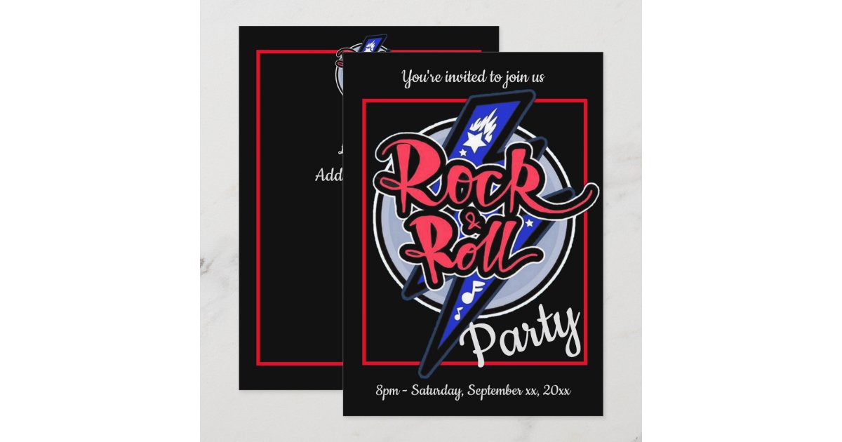 Rock & Roll Lightning Party Invitation | Zazzle
