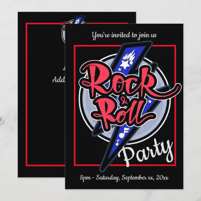 Rock & Roll Lightning Party Invitation | Zazzle