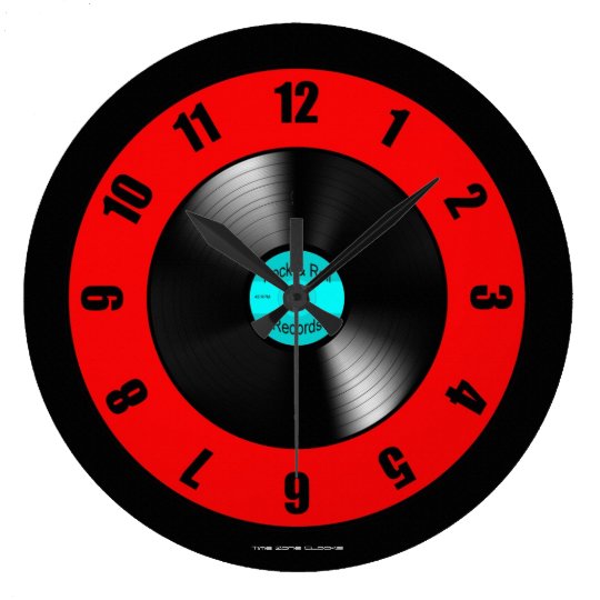 Rock & Roll Records Large Wall Clock | Zazzle.com