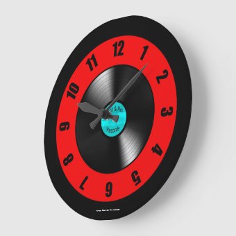 Rock & Roll Records Large Wall Clock | Zazzle