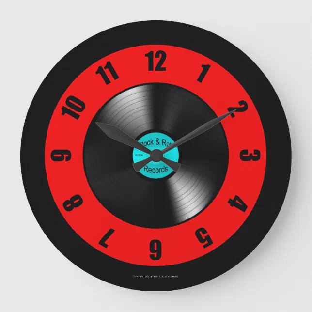 Rock & Roll Records Large Wall Clock | Zazzle