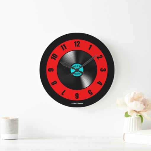 Rock & Roll Records Large Wall Clock | Zazzle