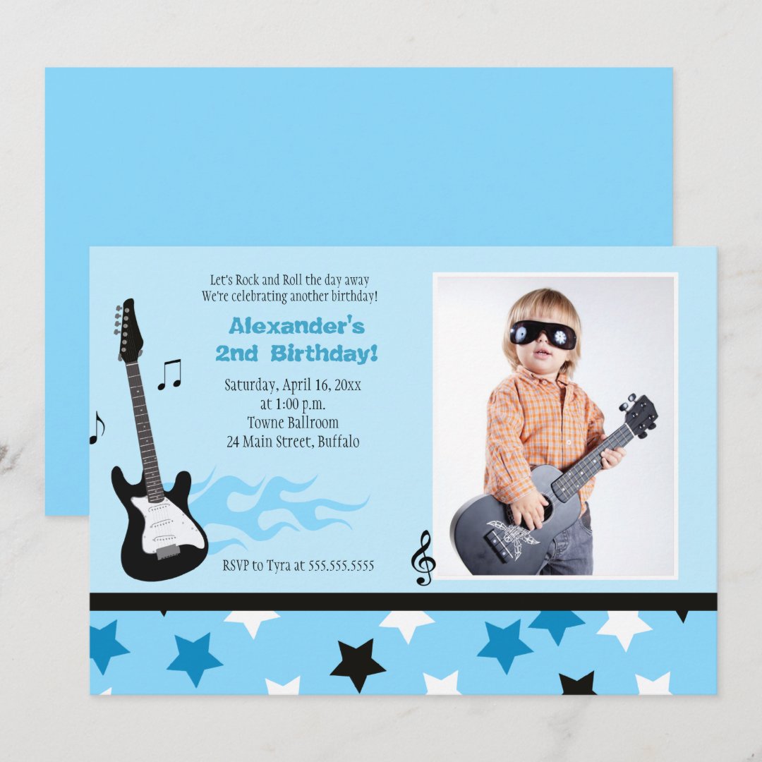 ROCK STAR 5x7 Rocker Birthday Photo Invitation | Zazzle