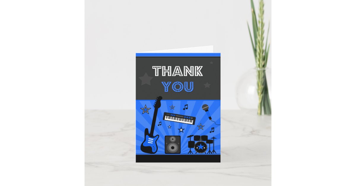 Rock Star Birthday Party Thank You Card | Zazzle