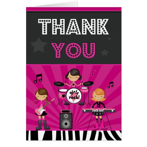 Rock Star Birthday Party Thank You Card | Zazzle