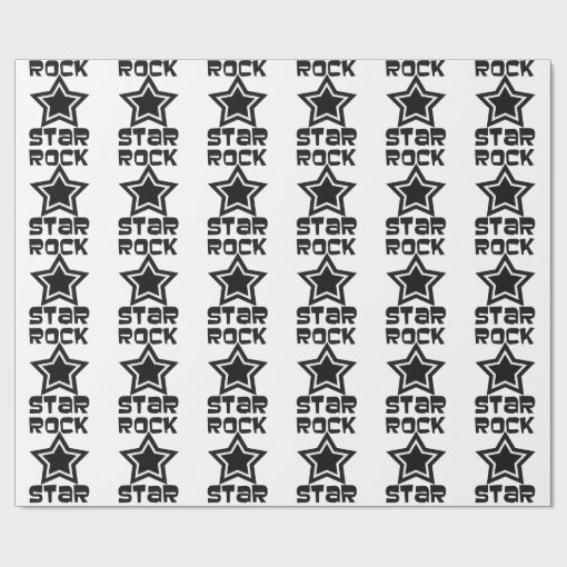 Rock Star, black & white stars, gift wrap. Wrapping Paper | Zazzle