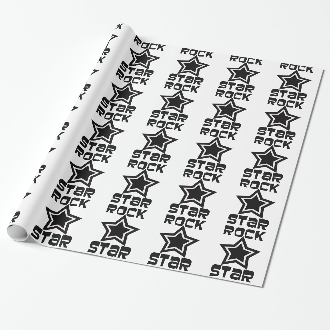 Rock Star, black & white stars, gift wrap. Wrapping Paper | Zazzle