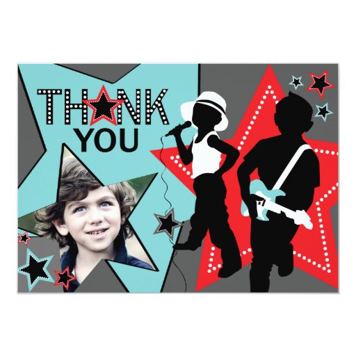 Rock Star Boy Band Thank You Aqua Red Card | Zazzle