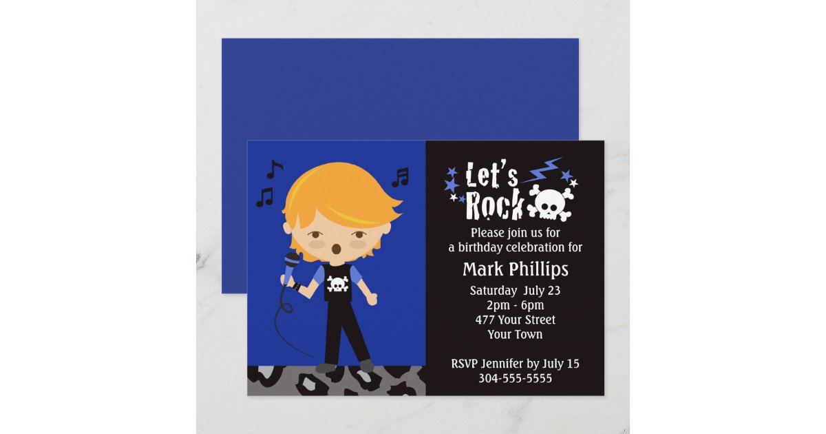 Rock Star Boy Birthday Party Invitation | Zazzle