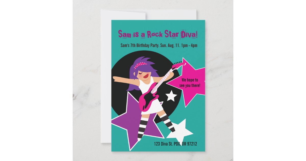 Rock Star Diva Birthday Invites | Zazzle