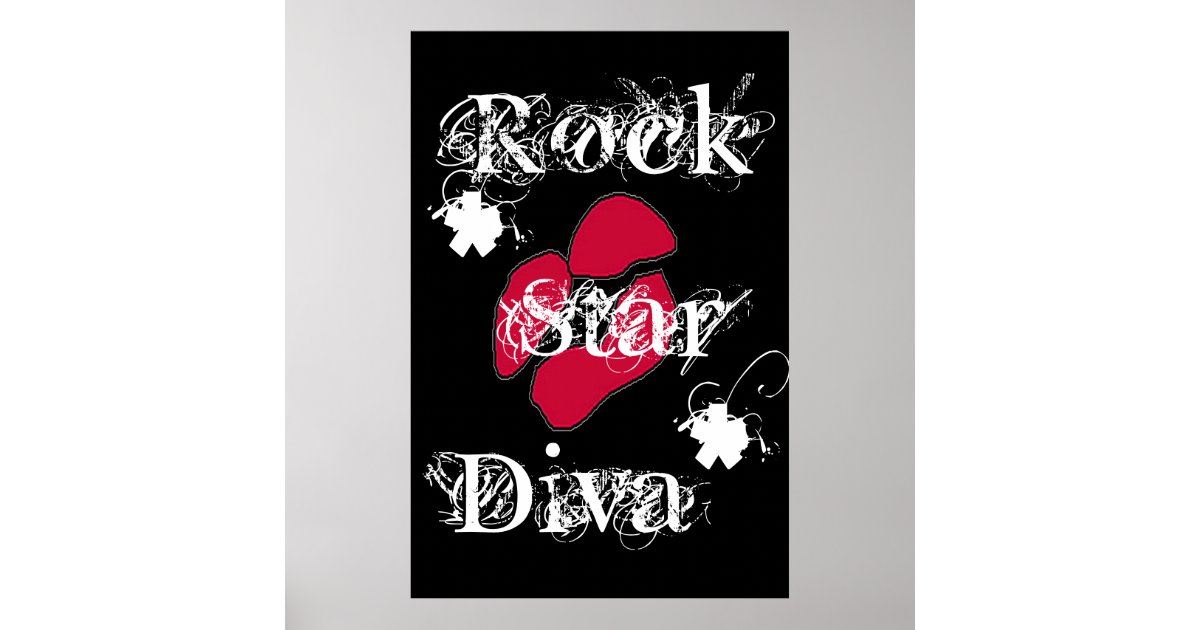 "Rock Star Diva In Black" Poster | Zazzle