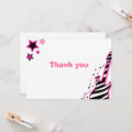 Rock Star Girl Pink Thank You Note Cards | Zazzle