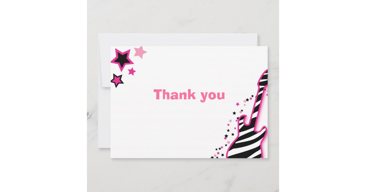 Rock Star Girl Pink Thank You Note Cards | Zazzle