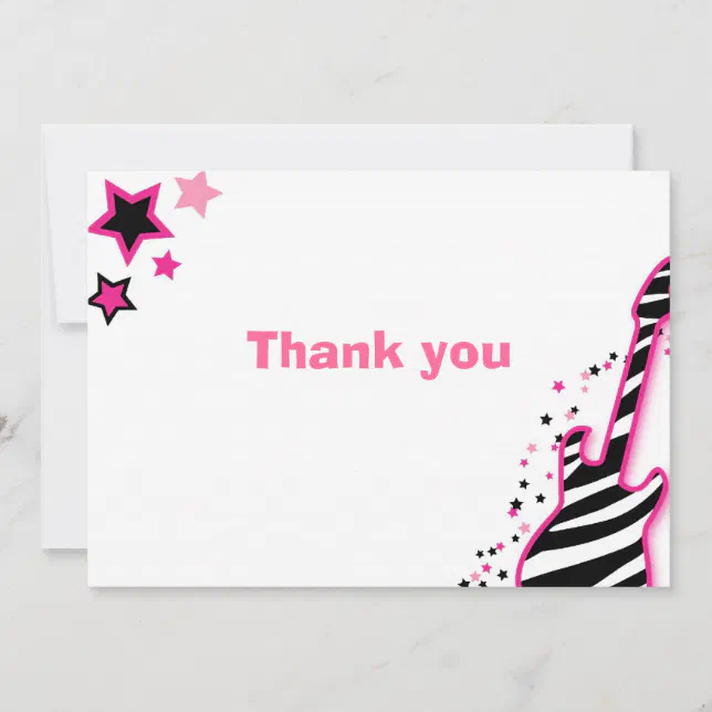 Rock Star Girl Pink Thank You Note Cards | Zazzle