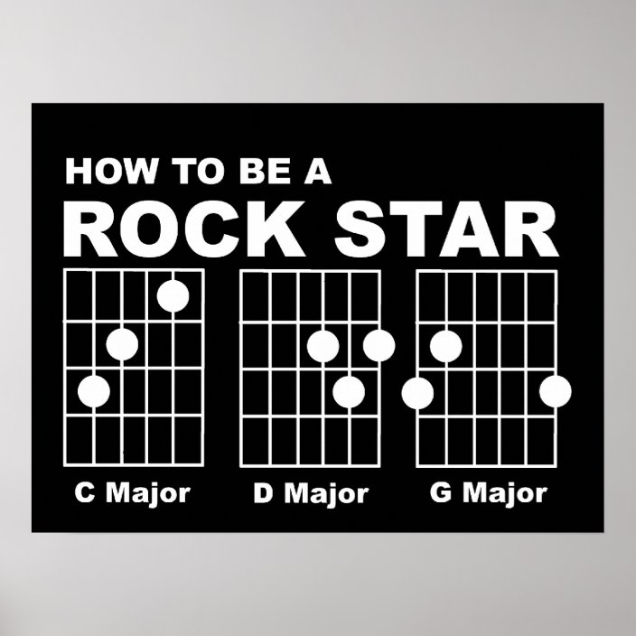 Rock Star Guitar Chords Funny Print Poster Humor | Zazzle.com