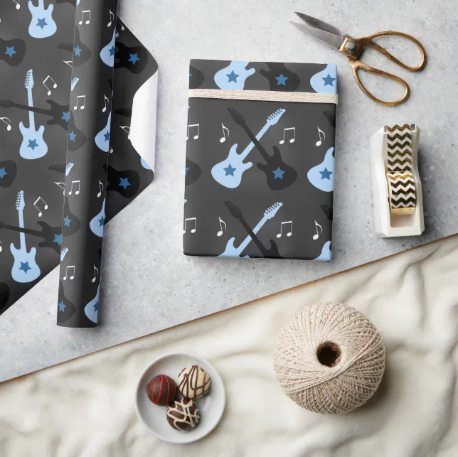 Rock Star Guitar Rock a Bye Wrapping Paper | Zazzle