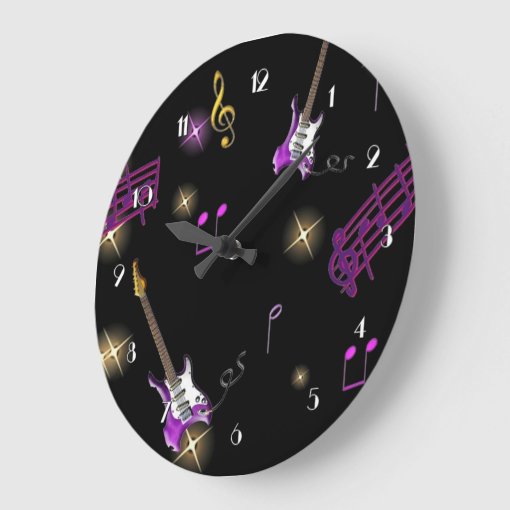 Rock Star Music Background Wall Clock | Zazzle