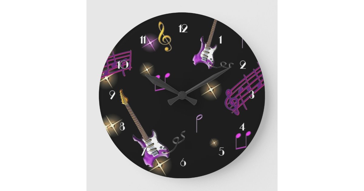 Rock Star Music Background Wall Clock | Zazzle