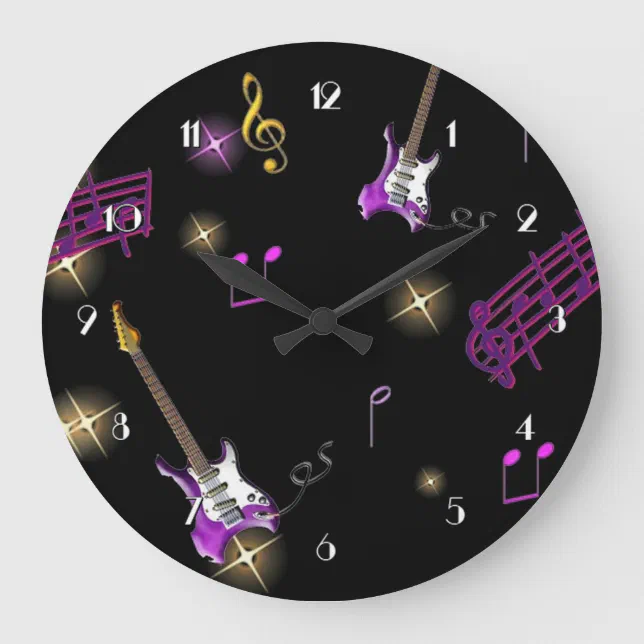 Rock Star Music Background Wall Clock | Zazzle