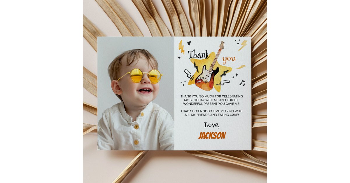 Rock Star One Rocks Thank You Card 1st Birthday | Zazzle