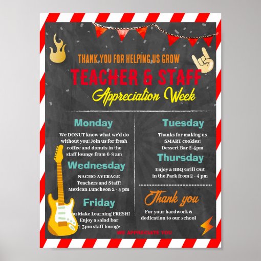 Rock Star Teacher and Staff Appreciation Week Poster | Zazzle