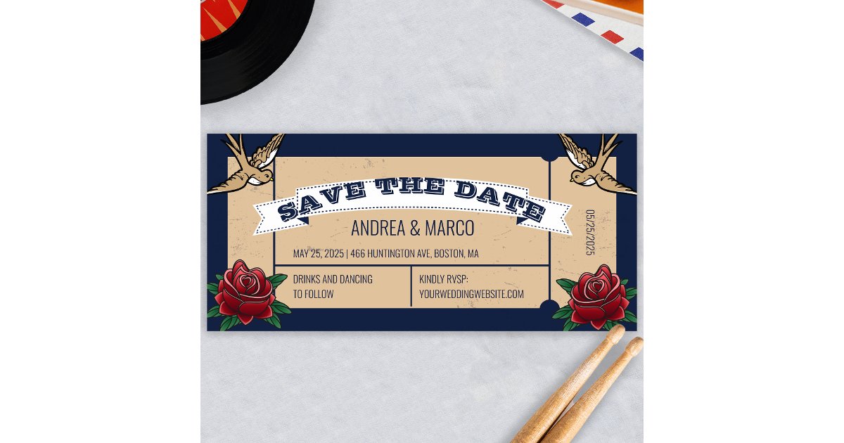 Rockabilly Tattoo Gothic Wedding Save the Date | Zazzle