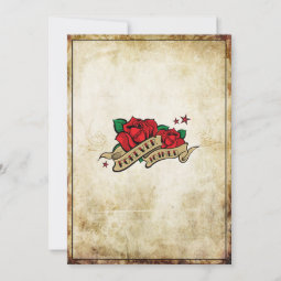 Rockabilly Tattoo Rose Rocker Wedding Invitations | Zazzle