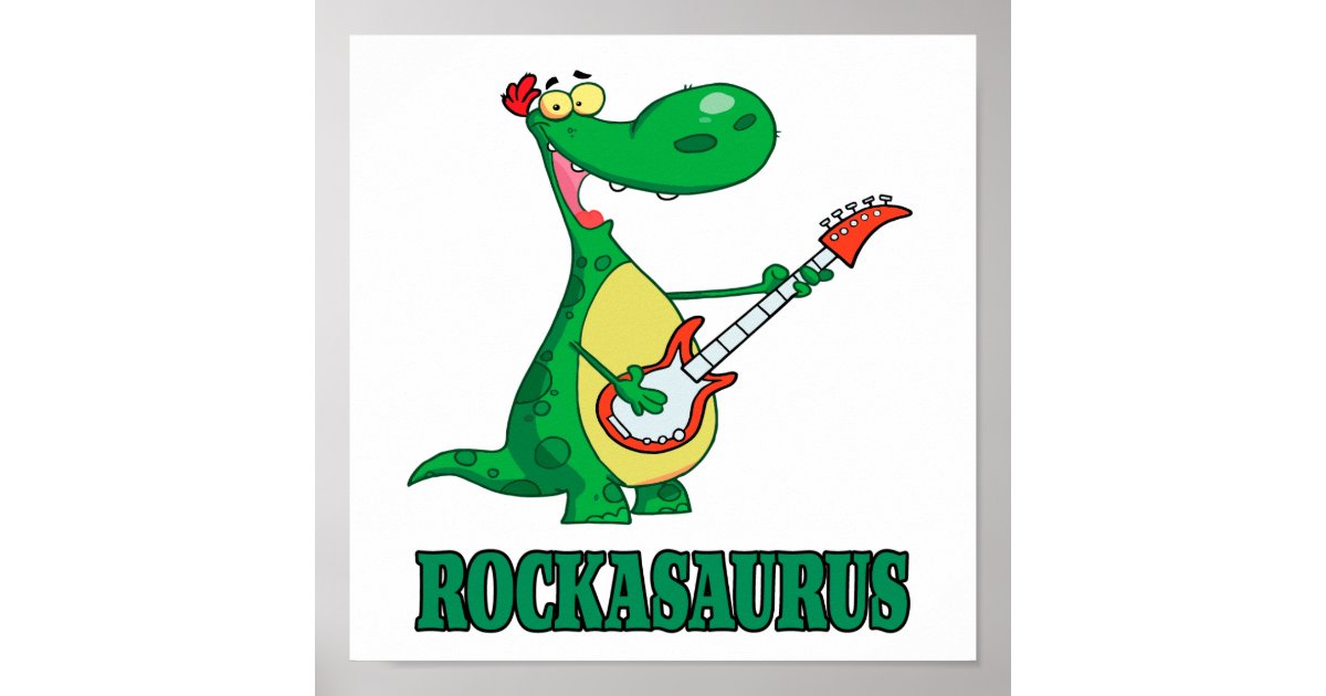 rockasaurus rock n roll dino dinosaur.ai poster | Zazzle