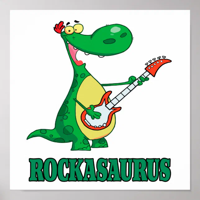 rockasaurus rock n roll dino dinosaur.ai poster | Zazzle