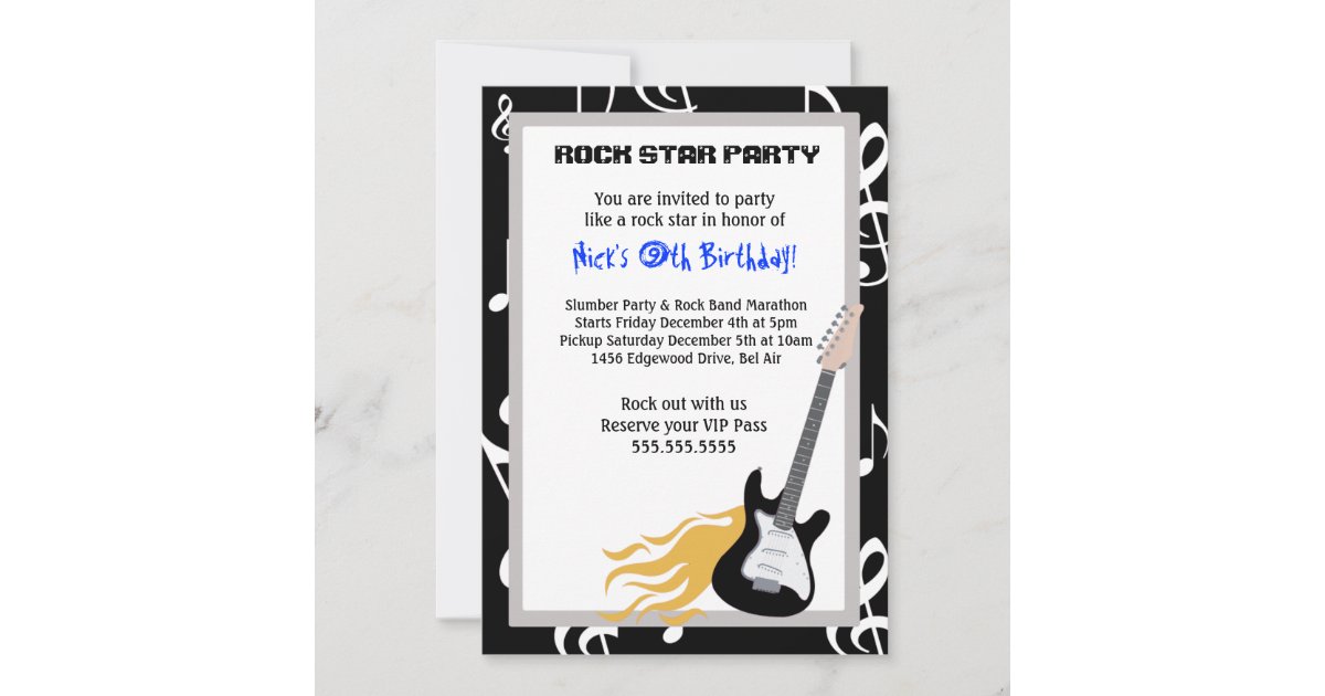ROCKER GUITAR HERO Birthday Party Invitation | Zazzle