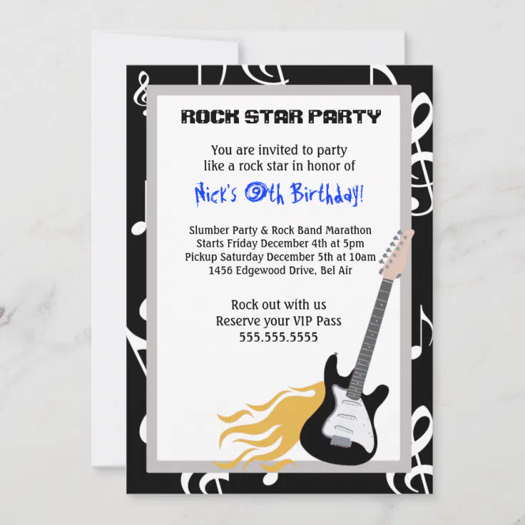 ROCKER GUITAR HERO Birthday Party Invitation | Zazzle