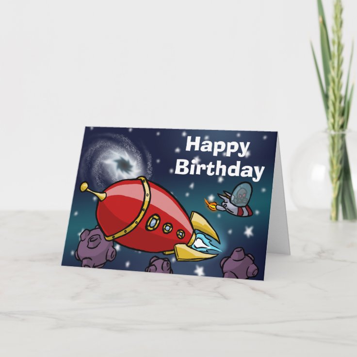 Rocket Birthday Card | Zazzle