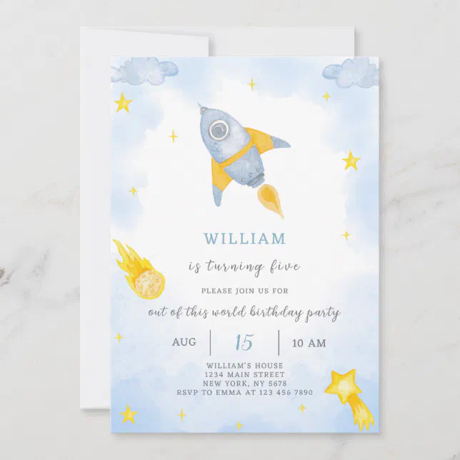 Rocket Birthday Invitation | Zazzle