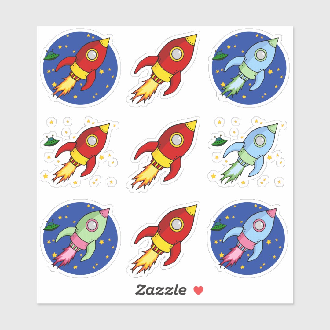 Rocket Custom-Cut Stickers | Zazzle