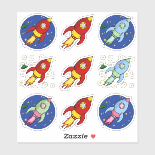 Rocket Custom-Cut Stickers | Zazzle.com