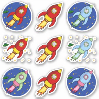 Rocket Custom-Cut Stickers | Zazzle